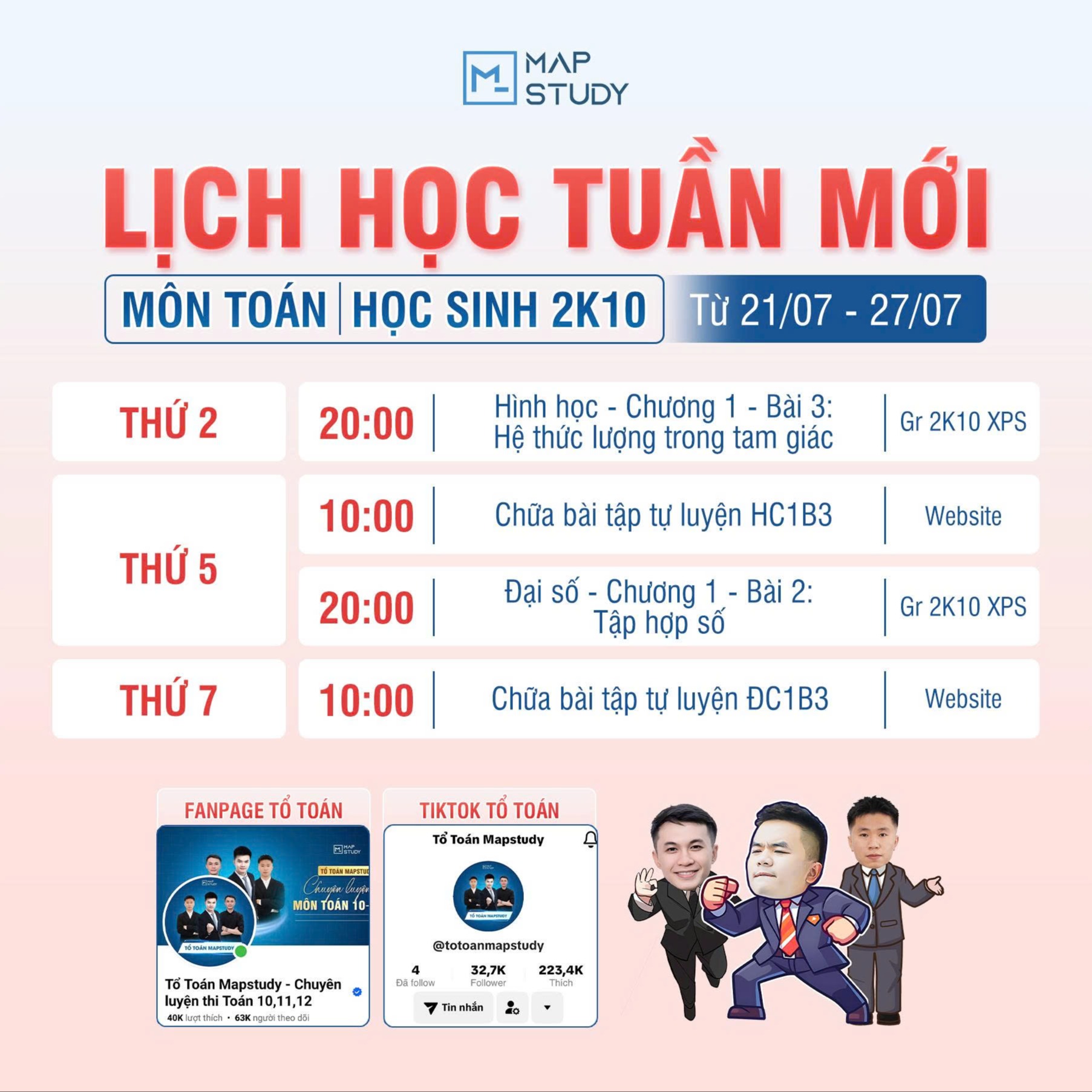 2K10 XUẤT PHÁT SỚM MÔN TOÁN - LỚP 10 | Mapstudy.edu.vn